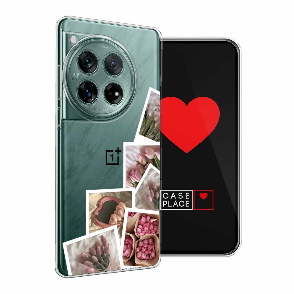 Чехол на OnePlus 12 / Ван Плас 12 с принтом "Весенние фото - 8 марта", прозрачный — фото 1