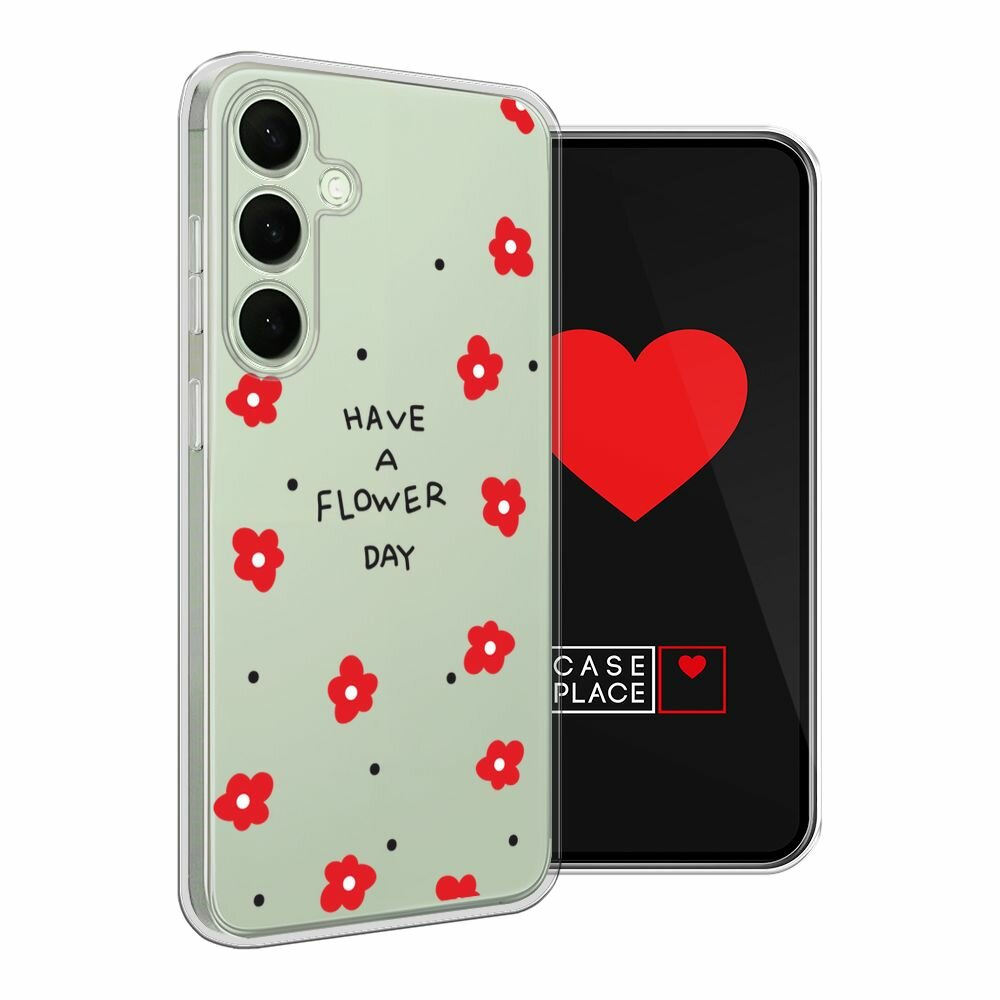 Чехол на Samsung Galaxy S25 Plus / Самсунг S25 Плюс с принтом "Have a flower day 2", прозрачный — фото 1