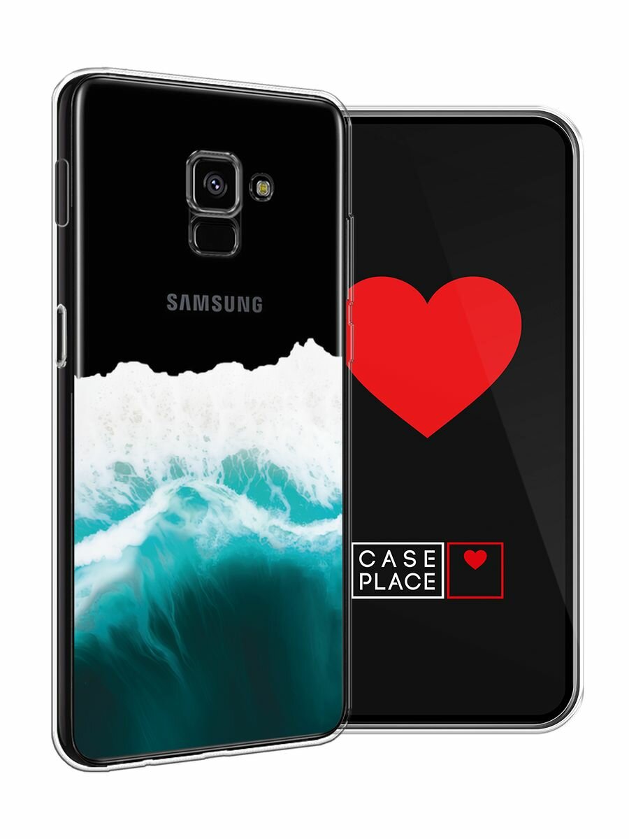 Чехол на Samsung Galaxy A8 + / Самсунг Галакси А8 Плюс 2018 с принтом "Большая волна", прозрачный — фото 1