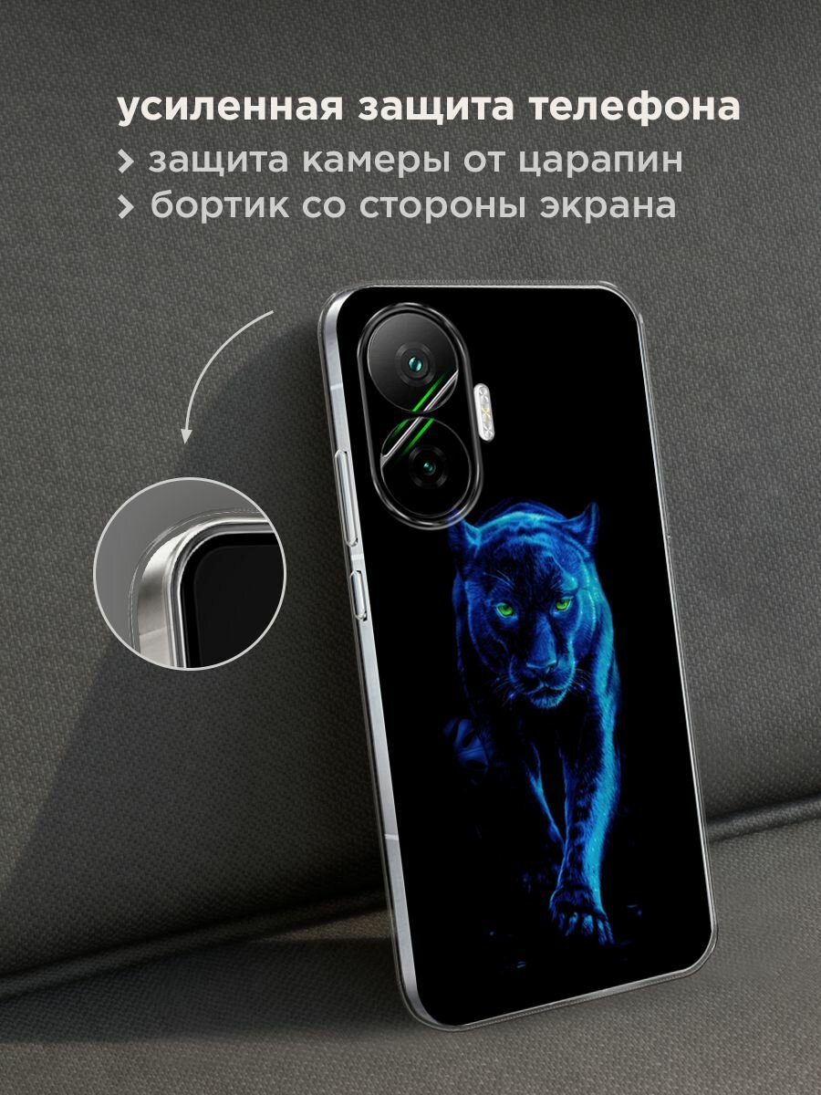 Чехол на Poco F7 / Поко F7 с принтом "Пантера в лунном свете" — фото 1