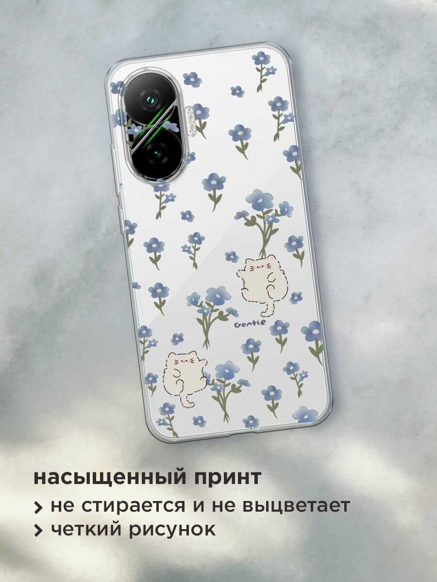 Чехол на Poco F7 / Поко F7 с принтом "Gentle cats", прозрачный — фото 1