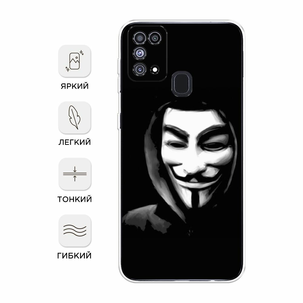 Чехол на Samsung Galaxy M31 / Самсунг Галакси М31 с принтом "Анонимус" — фото 1