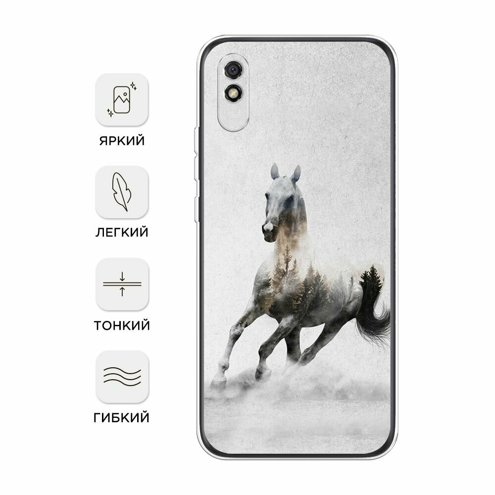 Чехол на Xiaomi Redmi 9A / Сяоми Редми 9А с принтом "Лошадь лес" — фото 1