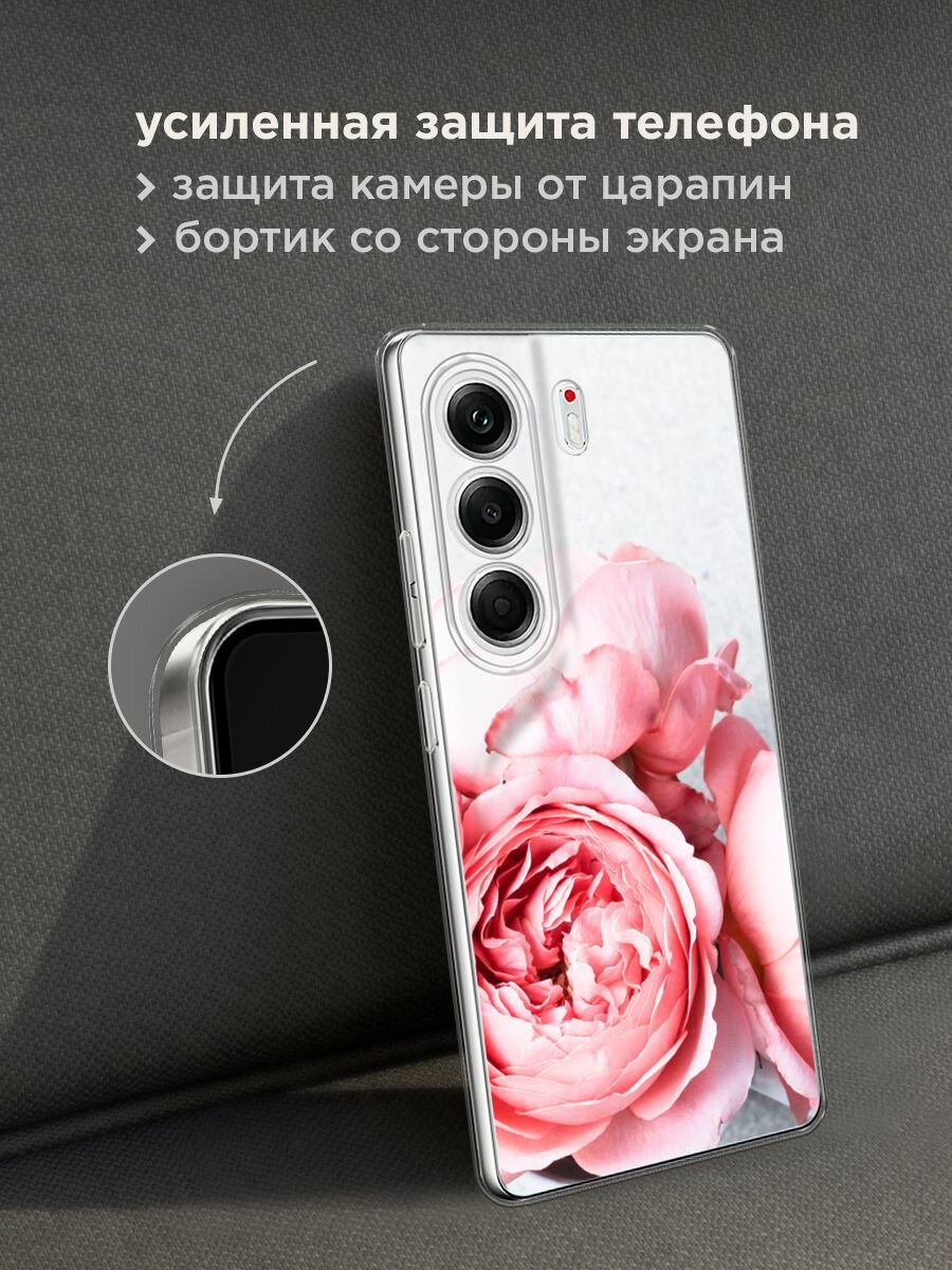 Чехол на Tecno Camon 40 Pro 5G / Текно Камон 40 Про 5G с принтом "Пионы на белом" — фото 1