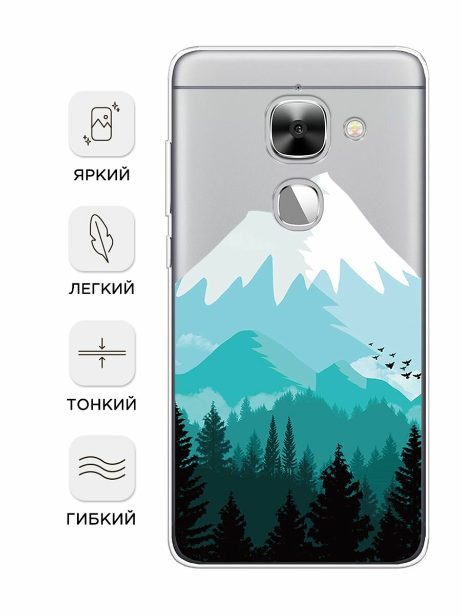 Чехол на LeEco Le 2/2 pro / Лееко Ле 2/2 про с принтом "Синяя снежная гора", прозрачный — фото 1