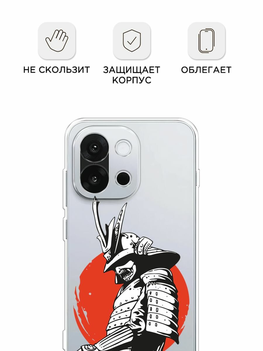 Чехол на OnePlus 13T / Ван Плас 13Т с принтом "Самурай с катаной", прозрачный — фото 1