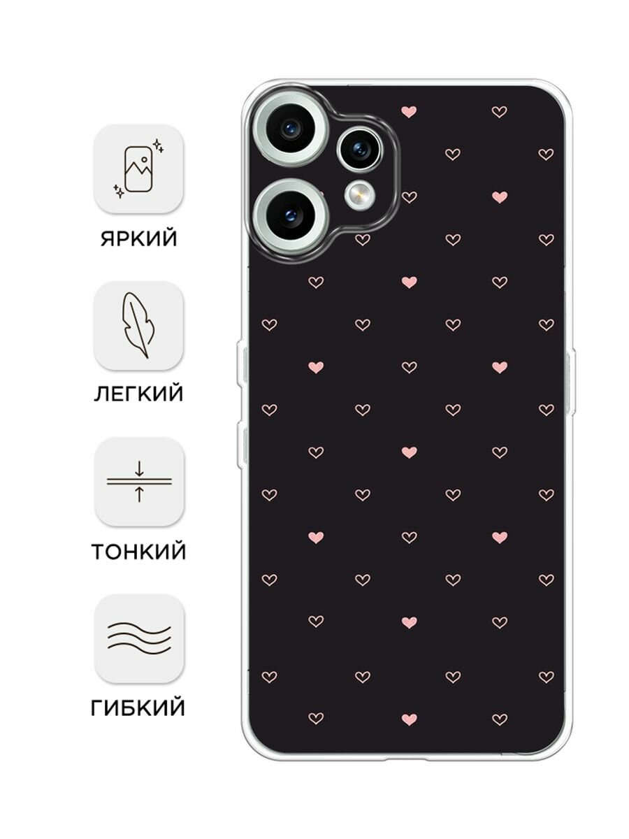 Чехол на CMF Phone 2 Pro / CMF Фон 2 Про с принтом "Черный фон и сердечки" — фото 1