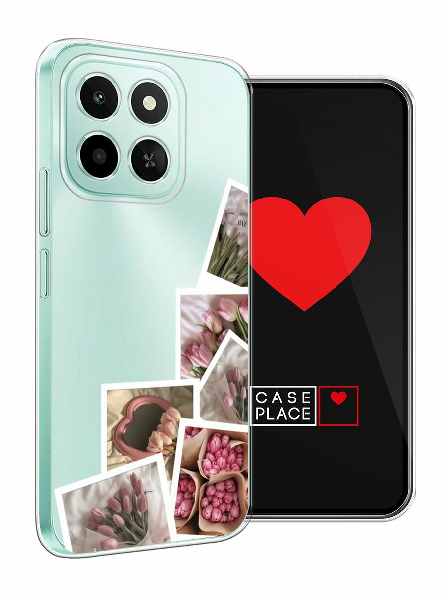 Чехол на Honor X6c / Хонор X6c с принтом "Весенние фото - 8 марта", прозрачный — фото 1