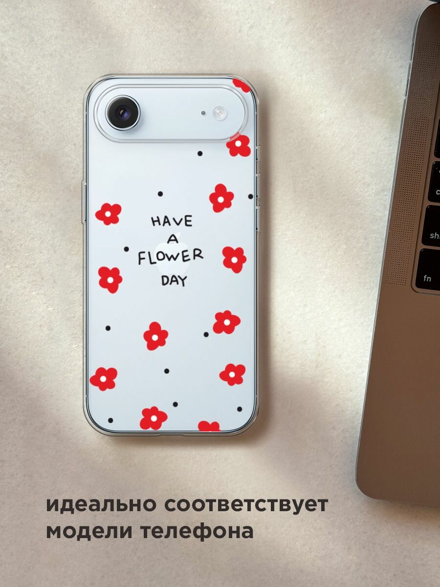 Чехол на Apple iPhone Air / Айфон Айр с принтом "Have a flower day 2", прозрачный — фото 1