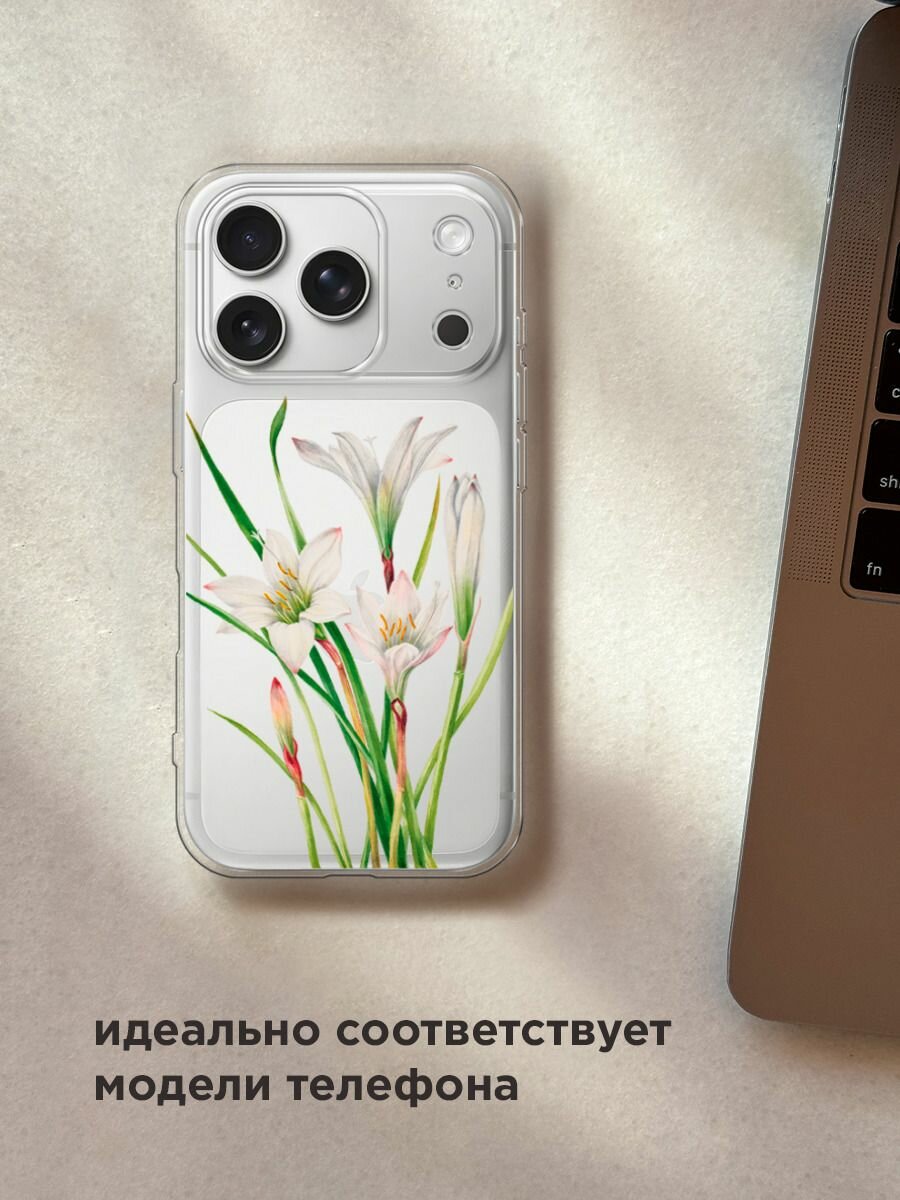 Чехол на Apple iPhone 17 Pro / Айфон 17 Про с принтом "White lily", прозрачный — фото 1
