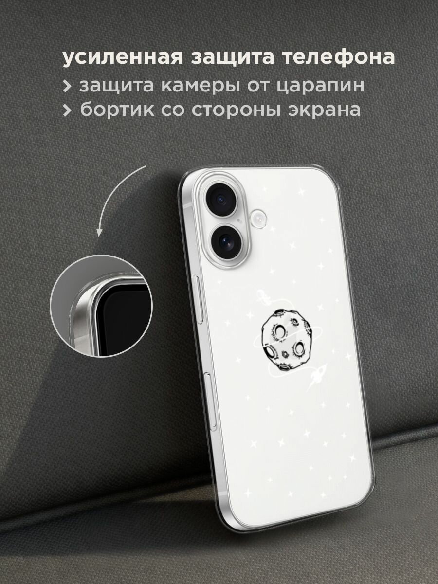 Чехол на Apple iPhone 17 / Айфон 17 с принтом "Полет вокруг луны", прозрачный — фото 1