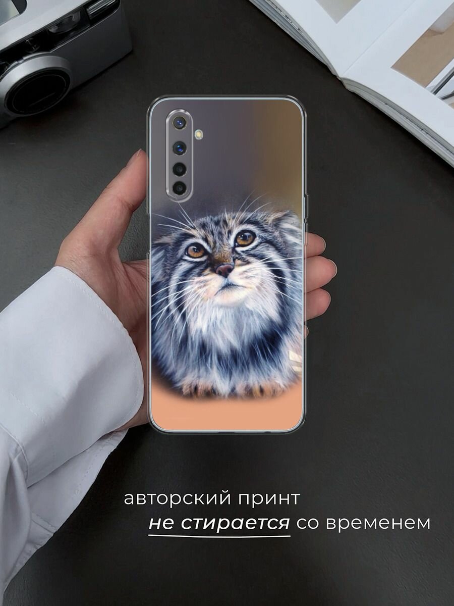 Силиконовый чехол на Realme 6 / Реалми 6 с принтом "Кот манул 2" — фото 1