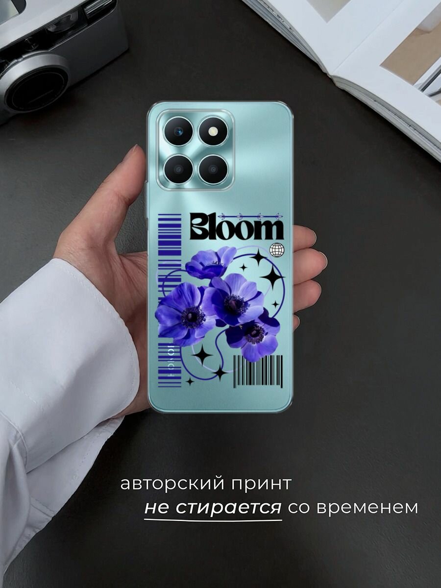 Чехол на Honor X6A / Хонор X6A с принтом "Завораживающие анемоны", прозрачный — фото 1