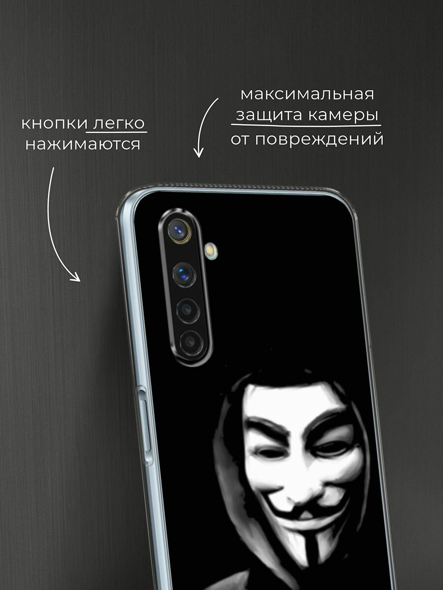Силиконовый чехол на Realme 6 / Реалми 6 с принтом "Анонимус" — фото 1