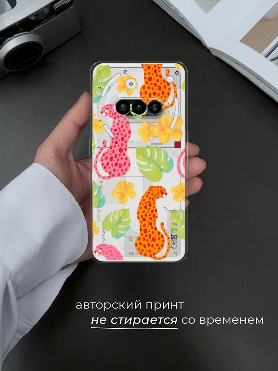 Чехол на Nothing Phone 3a / Нотинг Фон 3а с принтом "Экзотика", прозрачный — фото 1
