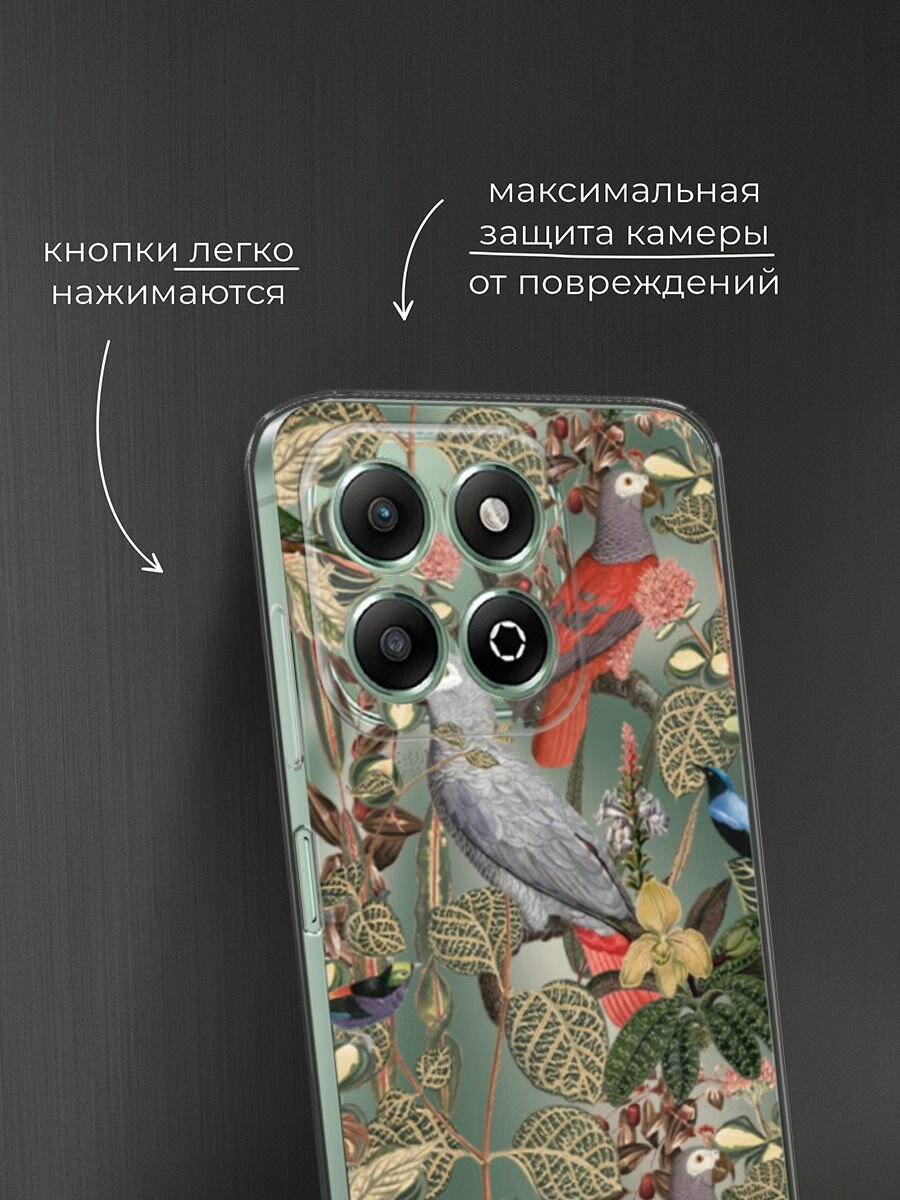 Чехол на Honor X6b / Хонор X6b с принтом "Tropical pattern", прозрачный — фото 1