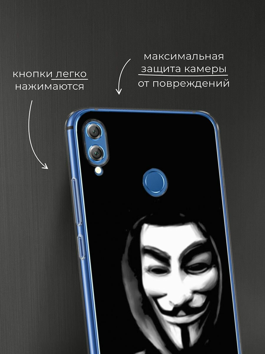 Силиконовый чехол на Honor 8X / Хонор 8Х с принтом "Анонимус" — фото 1
