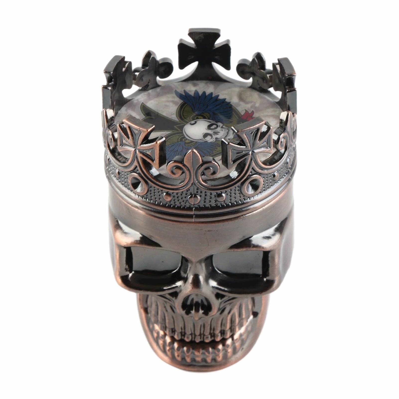 3-слойная мельничка для специй, измельчитель трав в форме черепа с короной, мельничка для табака для самостоятельной готовки, прочный металл из красной бронзы