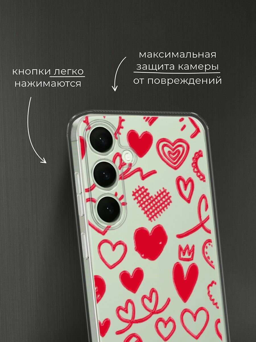 Чехол на Samsung Galaxy S25 Plus / Самсунг S25 Плюс с принтом "Разные сердечки" — фото 1