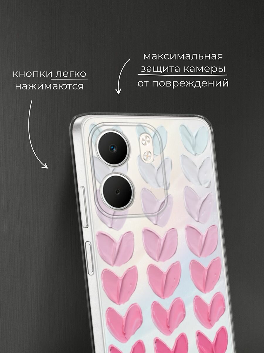 Чехол на Oppo A5x / Оппо А5x с принтом "Градиент из сердечек" — фото 1