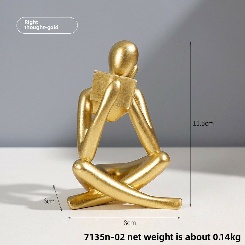 Modern minimalist reading resin figurine desk art for home office gift