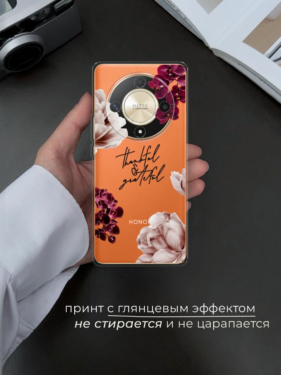 Чехол на Honor X9b / Хонор X9B с принтом "Надпись в цветах" — фото 1