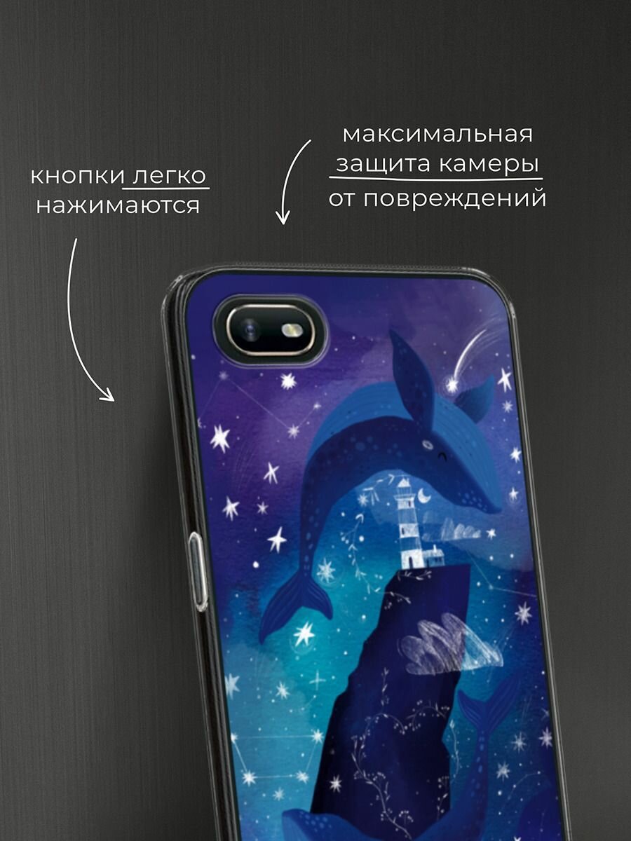 Силиконовый чехол на Oppo A1k / Оппо А1к с принтом "Ночные киты" — фото 1