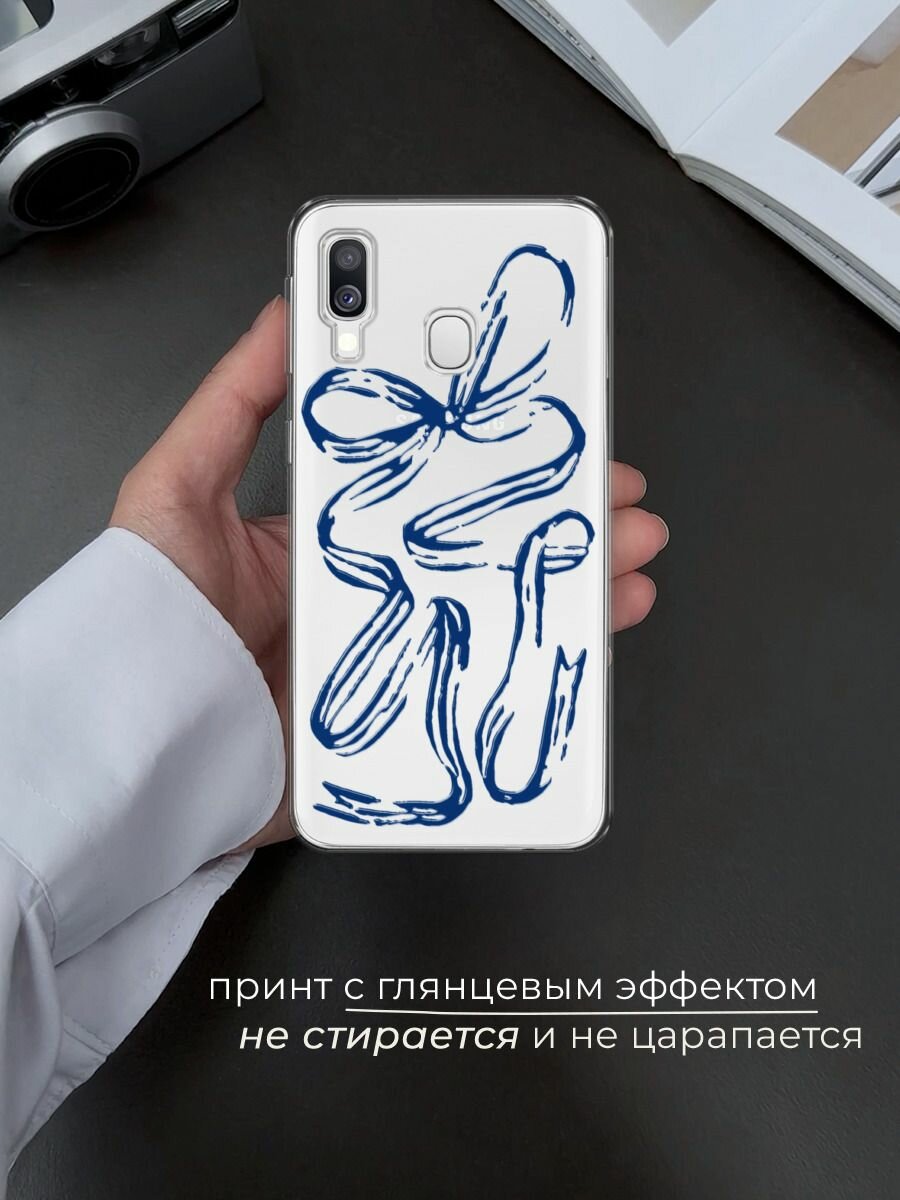 Чехол на Samsung Galaxy A40 / Самсунг Галакси А40 с принтом "Синие очертания банта 2" — фото 1