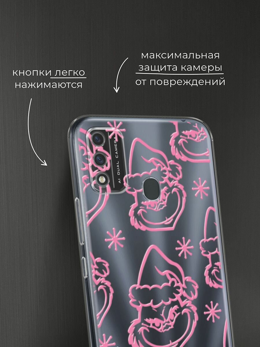 Чехол на Itel A48 / Ител А48 с принтом "Розовый Гринч 3" — фото 1