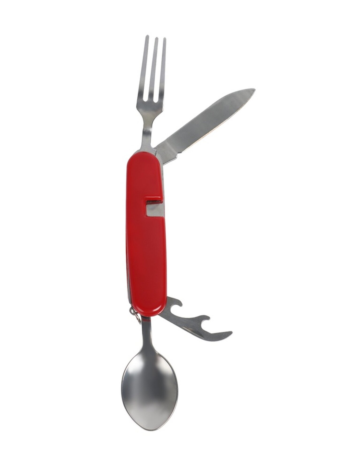 Туристический набор 4  в 1: вилка, ложка, нож, открывашка, складной