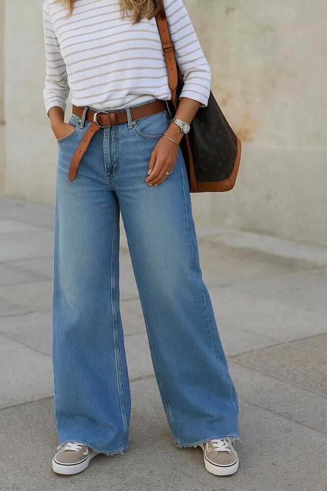 Джинсы широкие для женщин 