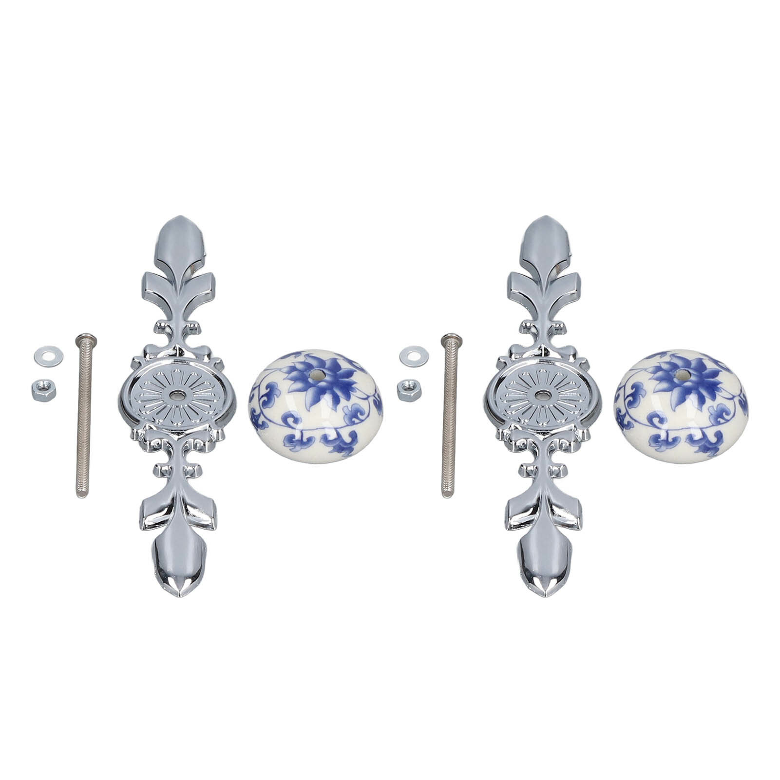 2 шт./компл, керамическая ручка для шкафа, современный простой стиль, ручная роспись, керамические ручки для шкафа, 1060D, насыщенный цветок, синий и белый фарфор