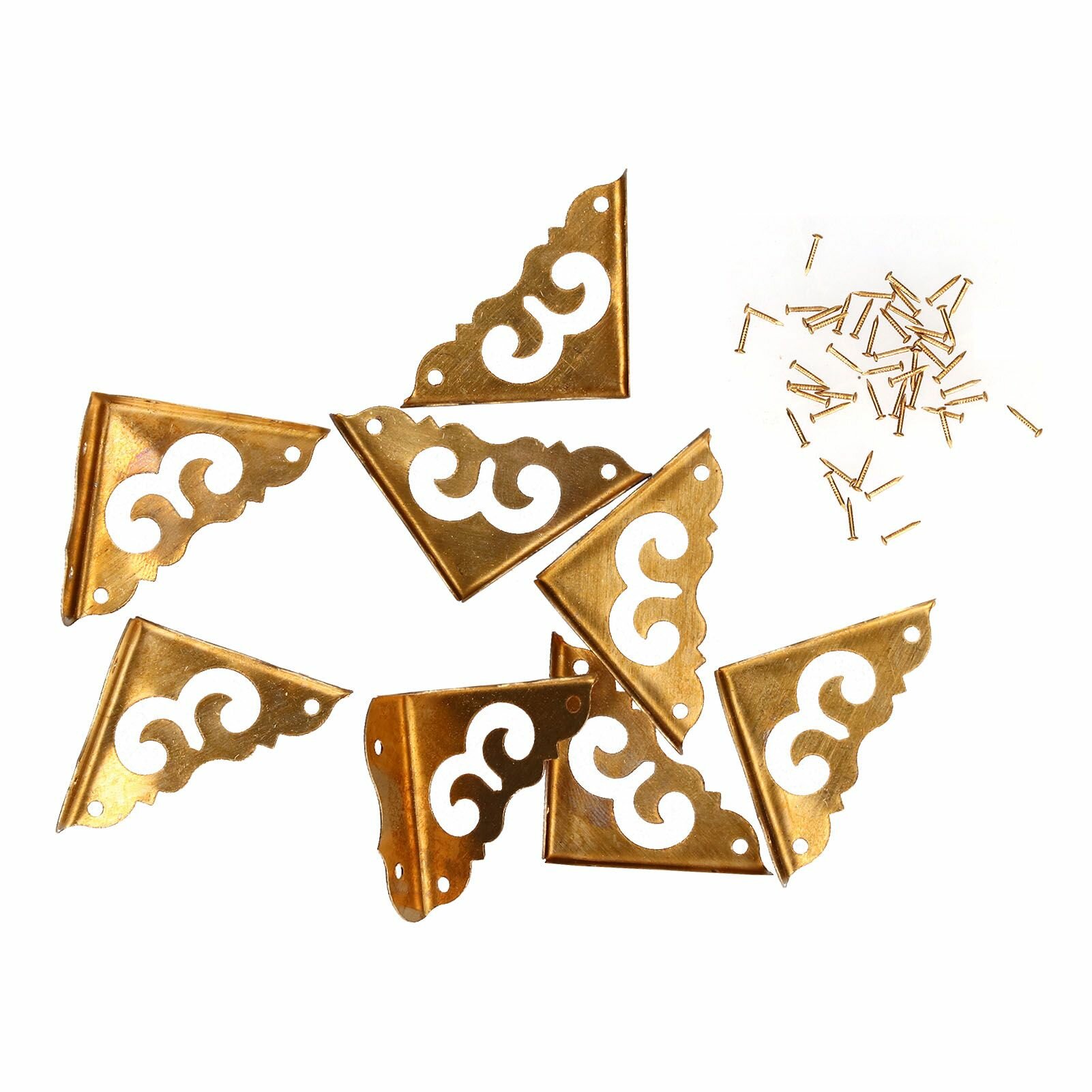 8 компл. антикварных защитных углов для коробок с короткой стороной из латуни для корпусной мебели