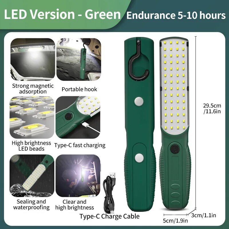 Перезаряжаемый светодиодный фонарик 450 люмен Зеленый, LED-Green