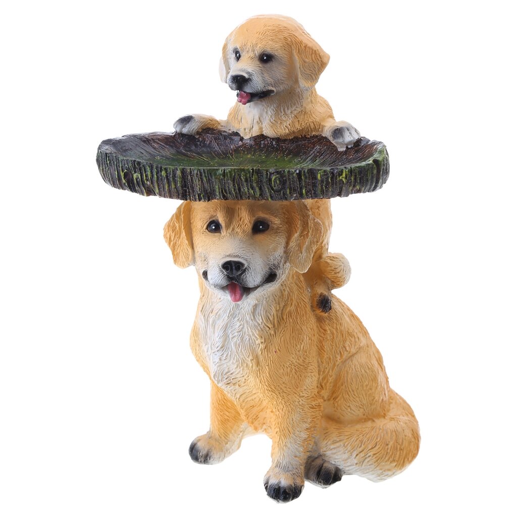 Игривые садовые статуэтки собак, щенков, поилки для птиц из полирезина, уличные поилки для птиц, украшения для дома и двора, скульптуры животных