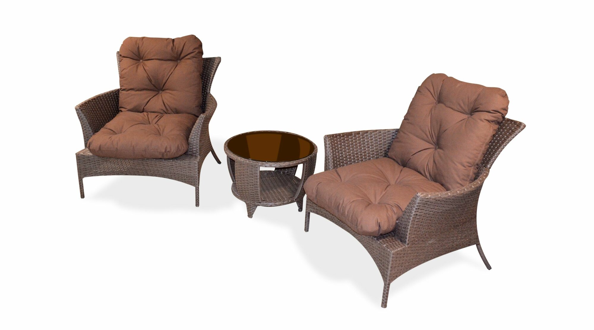 Комплект из искусственного ротанга Веллингтон 2х, цвет темно-коричневый, 2 персоны