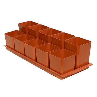 Набор горшков для рассады двухуровневый, (цвет терракот) 10 шт.