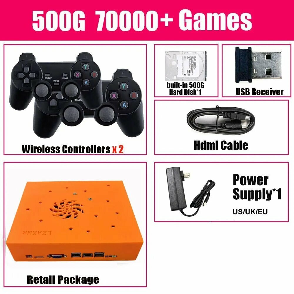 500G HDD M88 Ретро игровая консоль Встроенный эмулятор 70000 игр 4K выход 60 для XBOX WII PS2