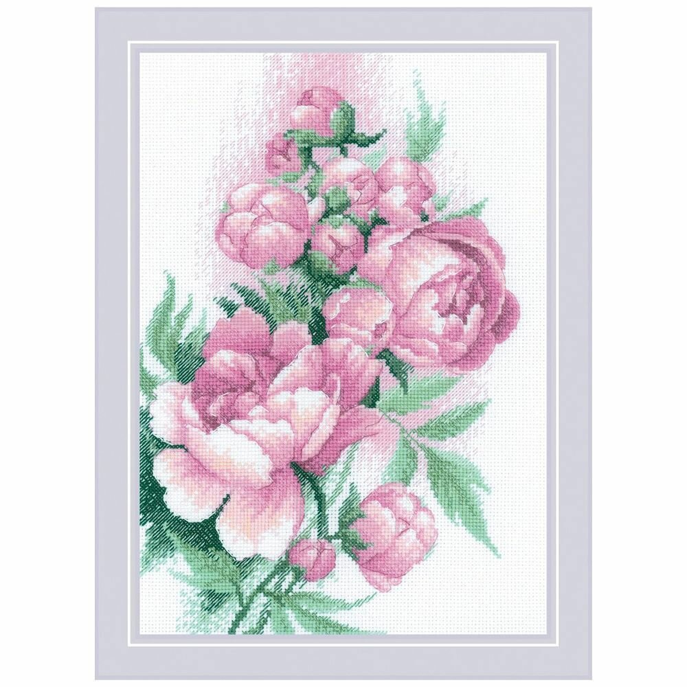 Набор для вышивания крестиком Риолис "Пышность пионов" 21х30 см, Цветы
