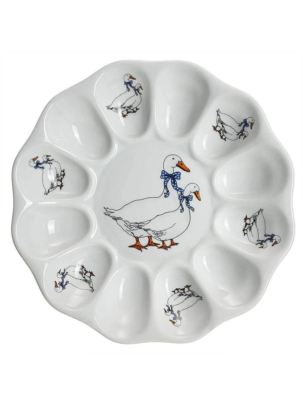Блюдо фарфоровое для сервировки яиц 220 мм Добруш "Гуси" без отводки