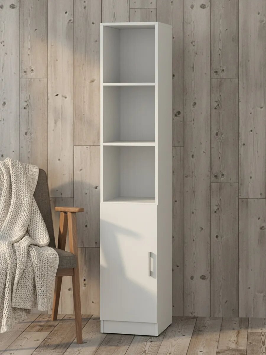 Шкаф пенал FRESTER распашной деревянный для одежды с полками, от производителя