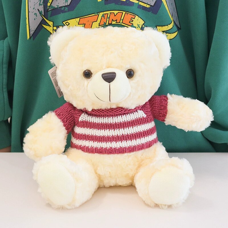 Темно-розовая вязаная кофта белый мишень-плюшевая игрушка, мягкий подарок на день рождения, высота сидячего положения