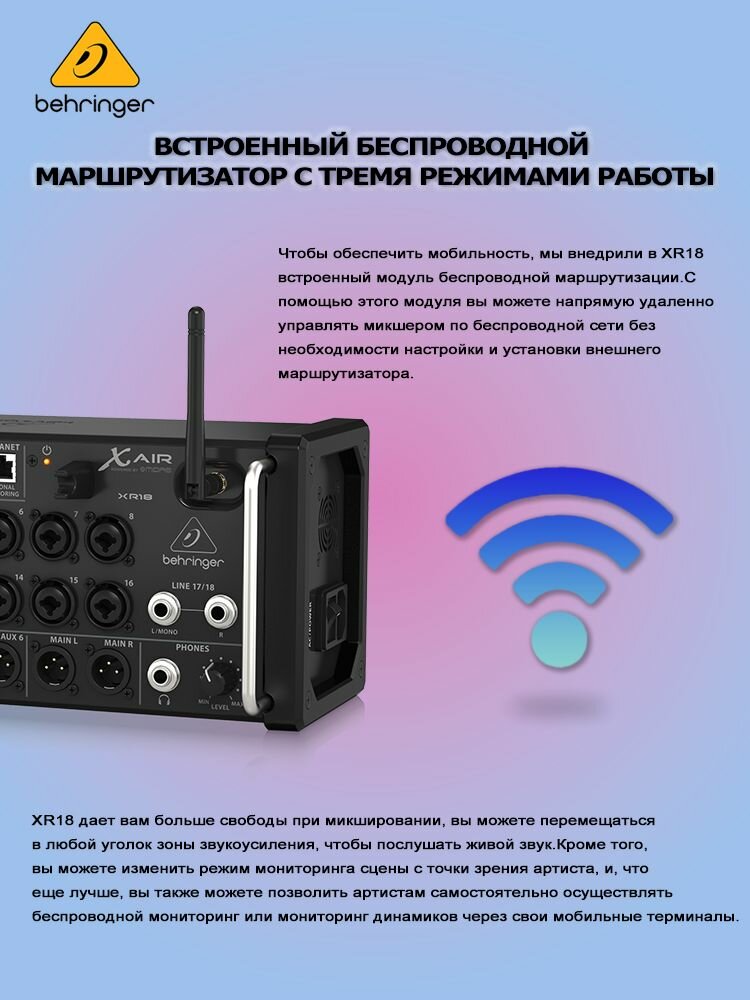 Цифровой рэковый микшер, BEHRINGER XR18,18 каналов, WiFi модуль