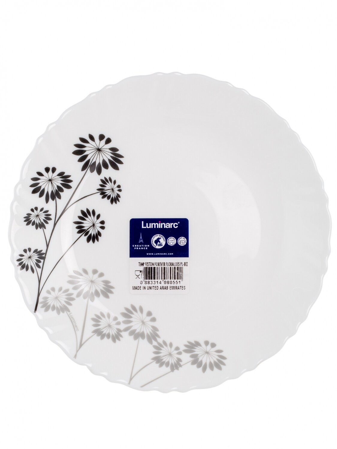 Тарелка десертная LUMINARC "FOREVER FLORAL" 19 см, стекло, для ПММ и СВЧ