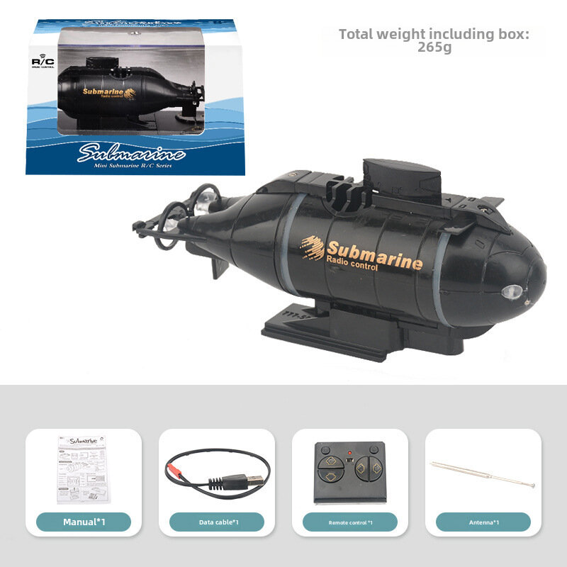 Zhile Mini Беспроводной Подводный Лодочный Контроллер Шесть Каналов Удаленно Управляемая Лодка Заряжаемая Мальчик Электрическая Удаленно Управляемая Игрушка Лодка Модель (Черный, Китайская Упаковка)