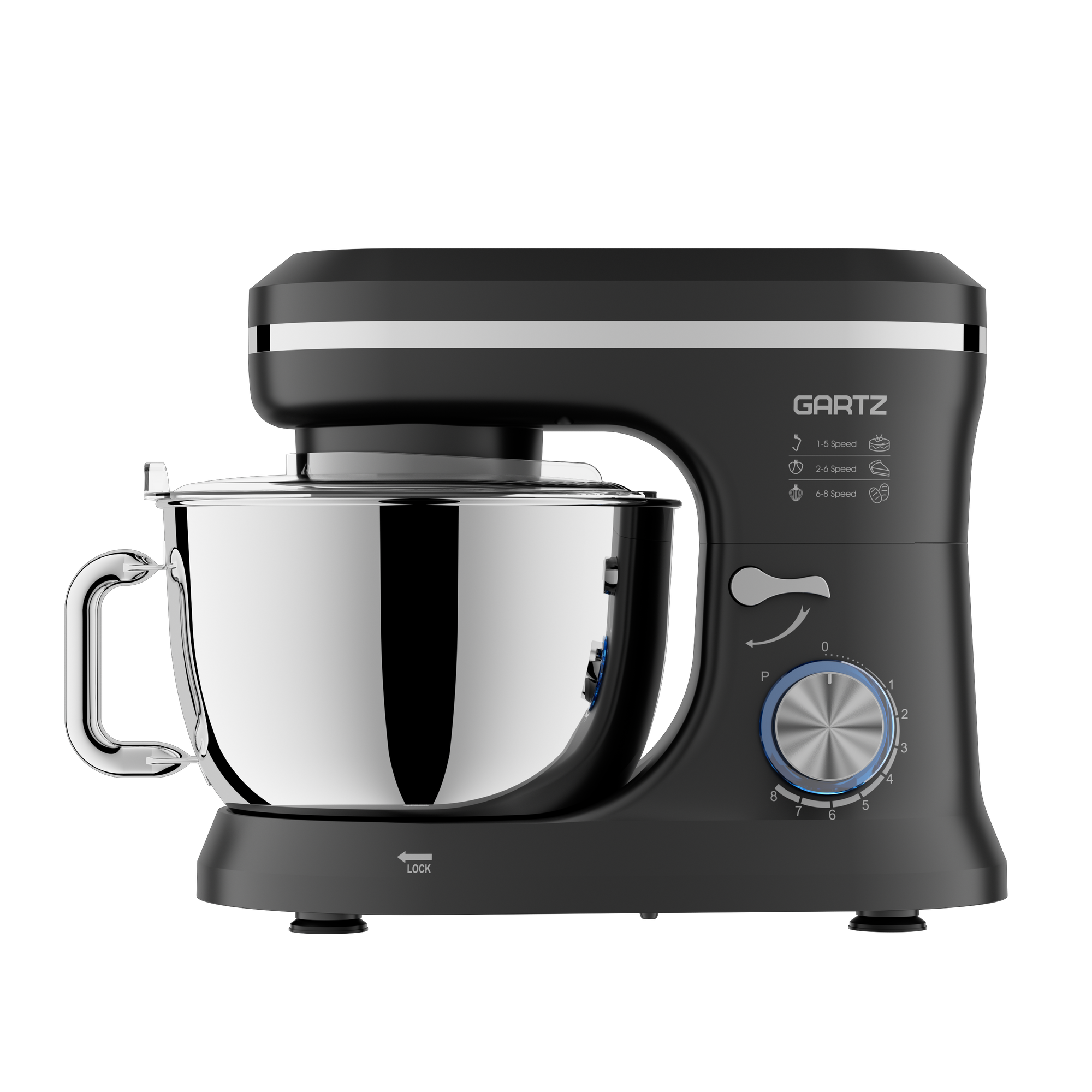 Планетарный миксер с чашей GARTZ MPR140B MagicMix, 1400 Вт, 4,5 л, 8 скоростей, чёрный