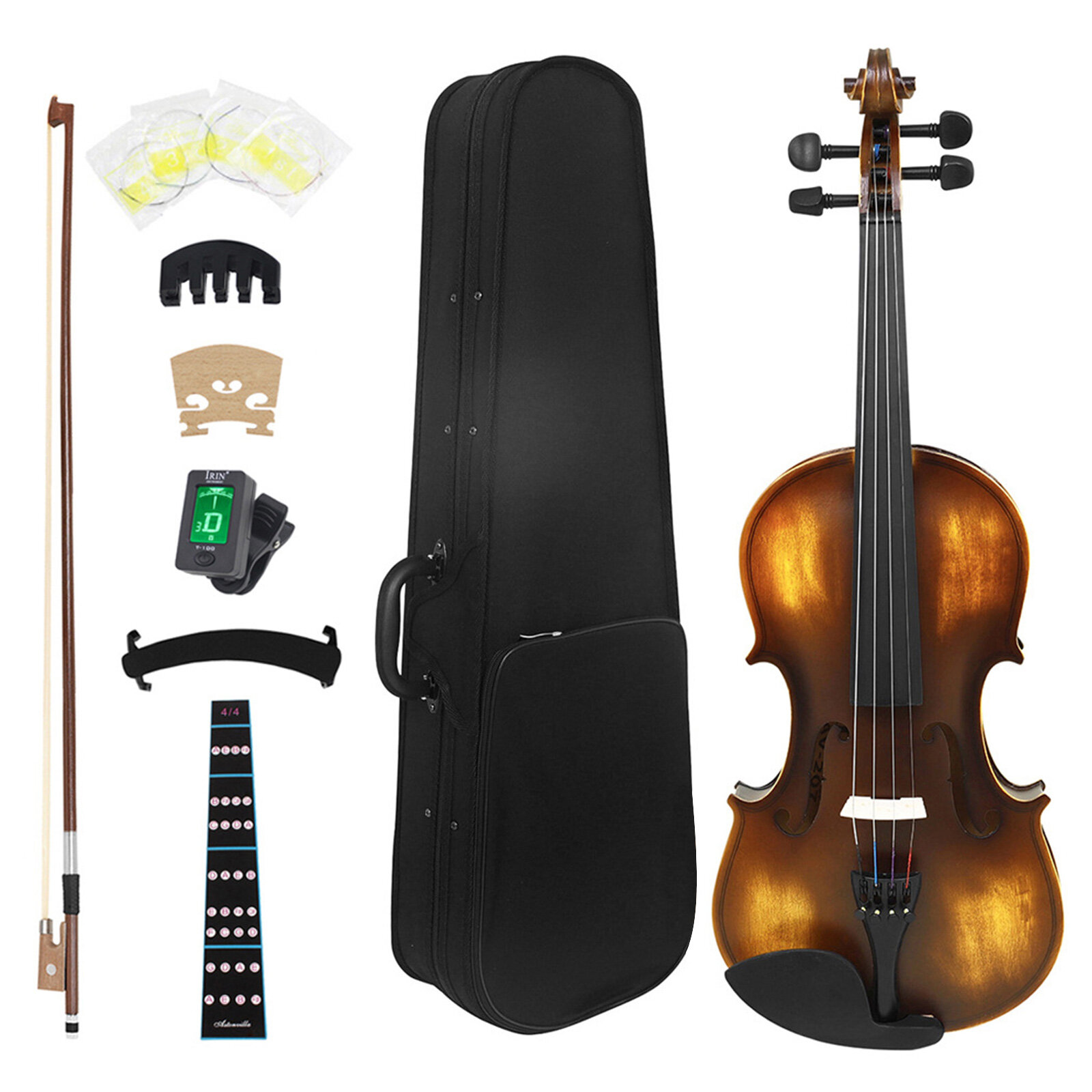 4/4 полноразмерная скрипка яркая акустика с Case & Bow