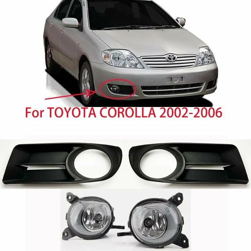 Фары автомобильные, Противотуманная фара, 4 шт, арт. Автомобильный передний бампер противотуманные фары и рамка противотуманных фар для TOYOTA COROLLA 2002 2003 2004 2005 2006