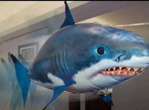 Алюминиевые воздушные шары-рыбы синего/оранжевого цвета shark