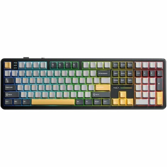 Клавиатура Aula F108 Dark, Volcanic Switches, проводная, беспроводная, BT/Radio, Dark Grey-Light Grey (80004454)